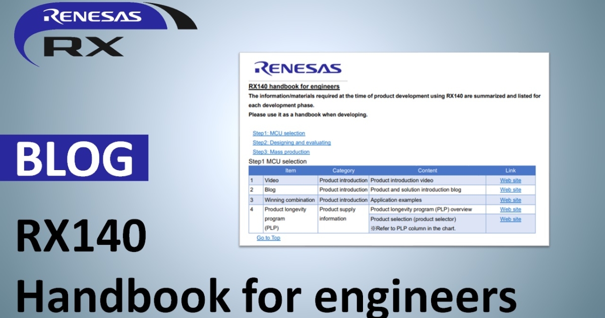 RX140工程师手册——一册在手，“天下”我有！ | Renesas 瑞萨电子