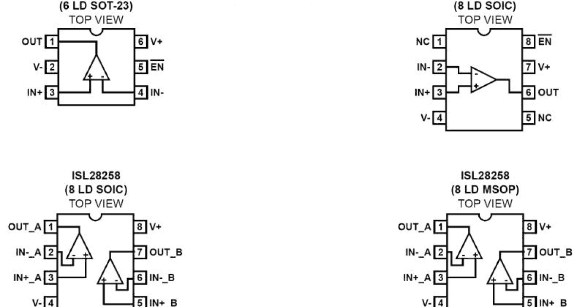 Isl28258 Micro Power Single And Dual Precision Rail To Rail Input Output Rrio Low Input Bias