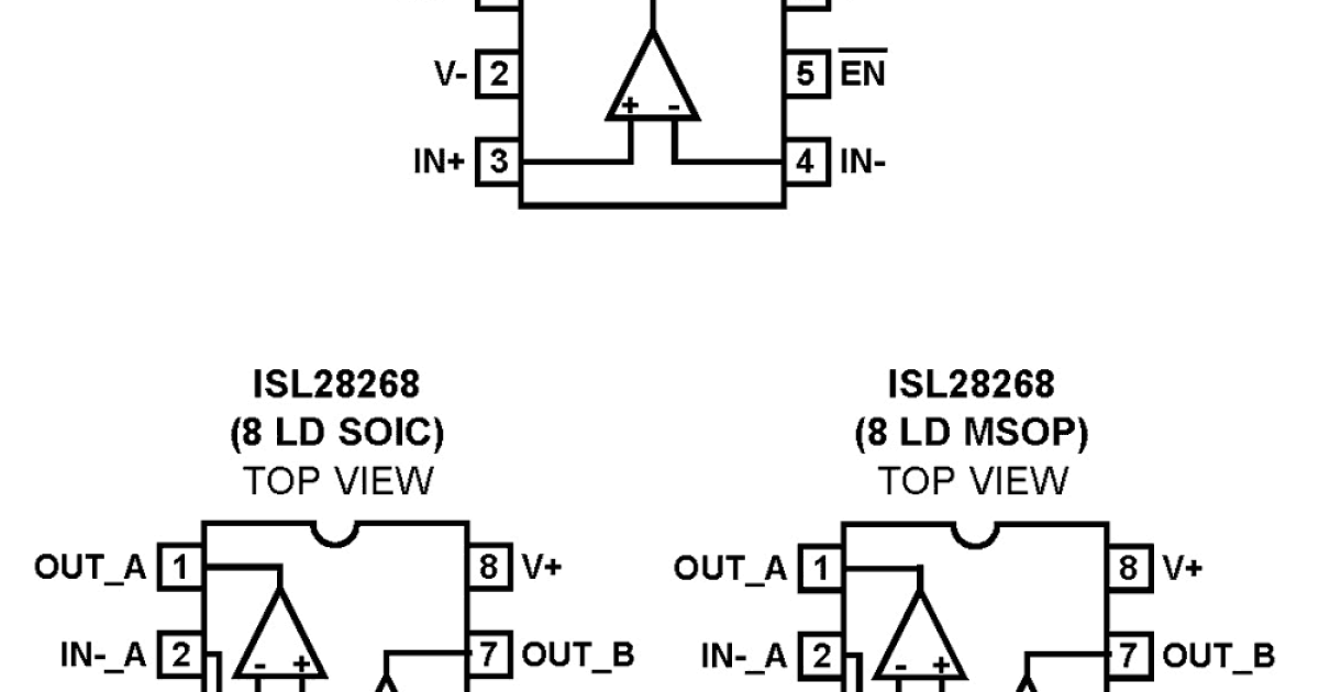 Isl28168 34µa Micro Power Single Rail To Rail Input Output Rrio Low