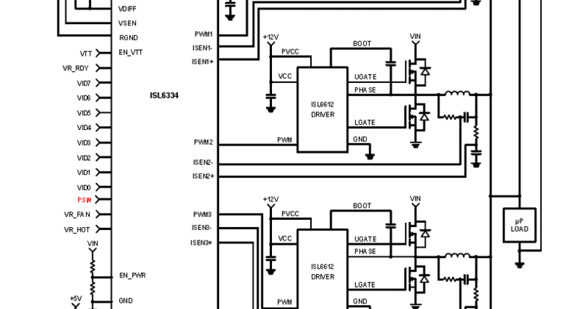 ISL6334A - VR11.1, 4-Phase PWM Controller with Light Load Efficiency Enhancement and Load ...