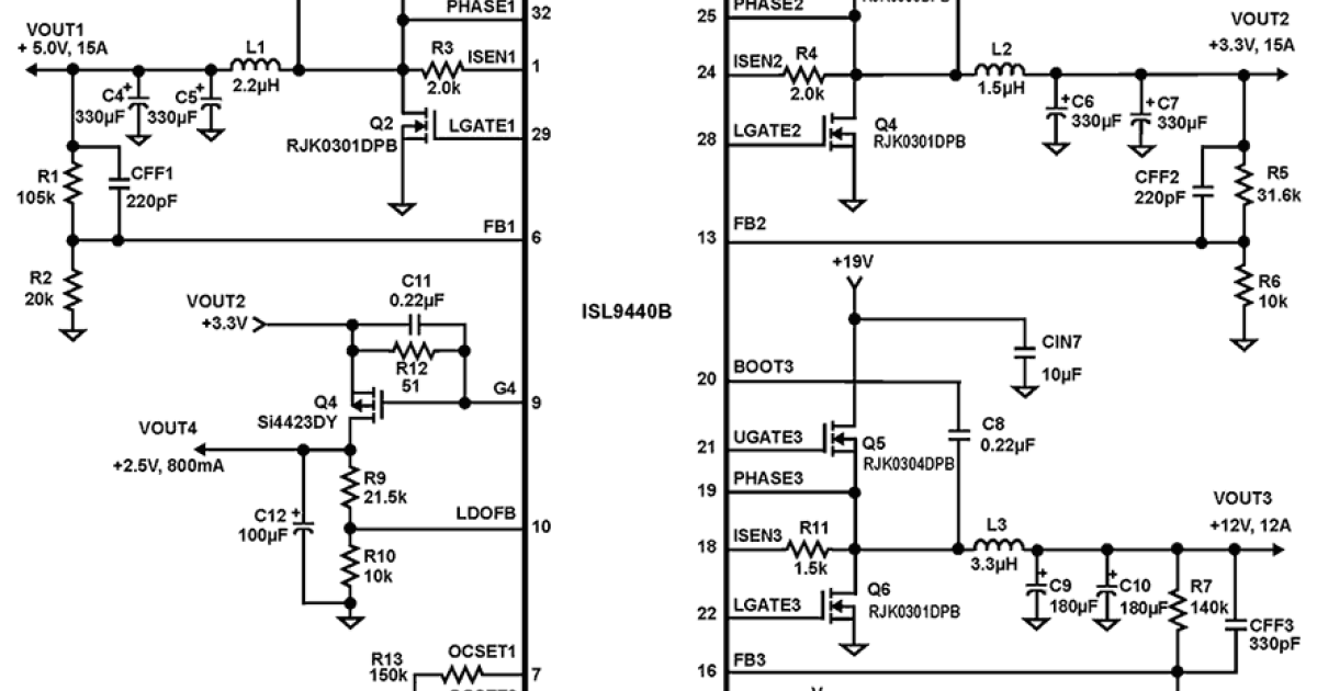 ISL9440B - Triple Step-Down PWM and Single Linear Controller with Programmable Soft-Start ...