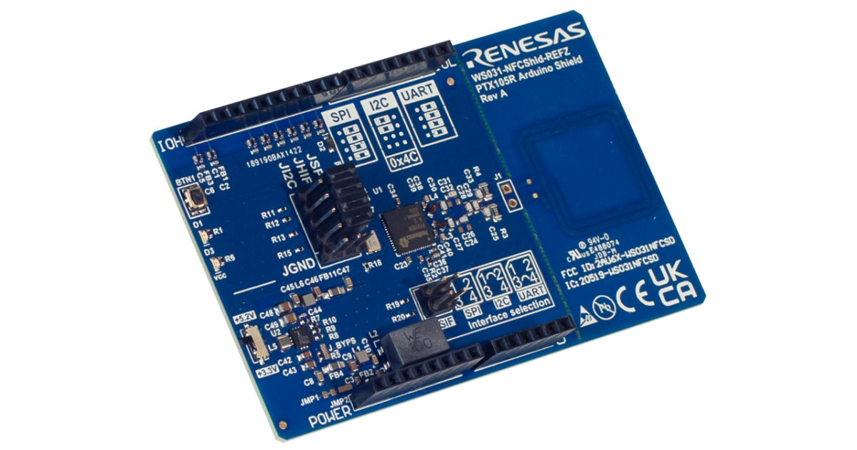 WS031-NFCSHLD-REFZ - PTX105R NFC 读取器 Arduino Shield 参考设计 | Renesas 瑞萨电子